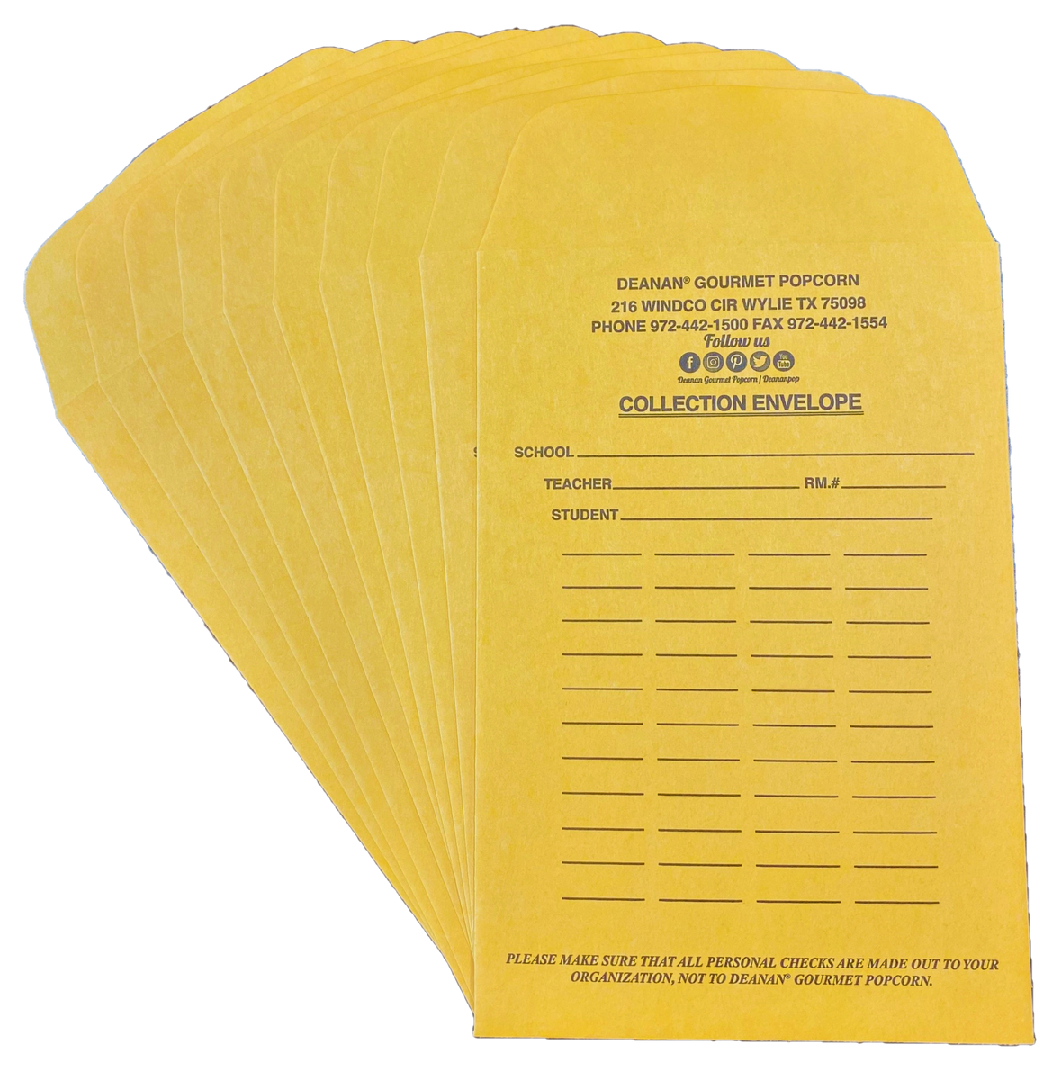 Extra $ Envelopes (set of 10) – Deanan® Gourmet Popcorn